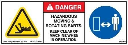 HAZARDOUS MOVING AND ROTATING PARTS (Horizontal) – Aussie Safety Stickers