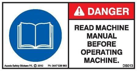 READ MACHINE MANUAL BEFORE OPERATING MACHINE (Horizontal) – Aussie ...