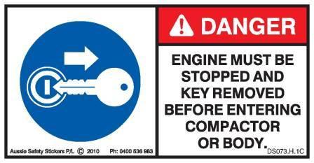 STOP ENGINE REMOVE KEY COMPACTOR (Horizontal) – Aussie Safety Stickers