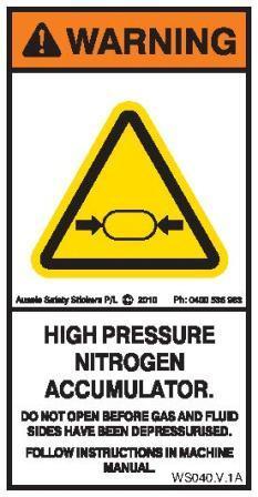 HIGH PRESSURE NITROGEN ACCUMULATOR (Vertical) – Aussie Safety Stickers