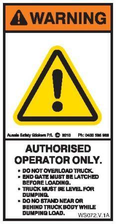 AUTHORISED OPERATOR GARBAGE TRUCK (Vertical) – Aussie Safety Stickers